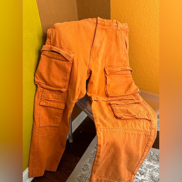 Bershka | Jeans | Orange Cargo Pants | Poshmark